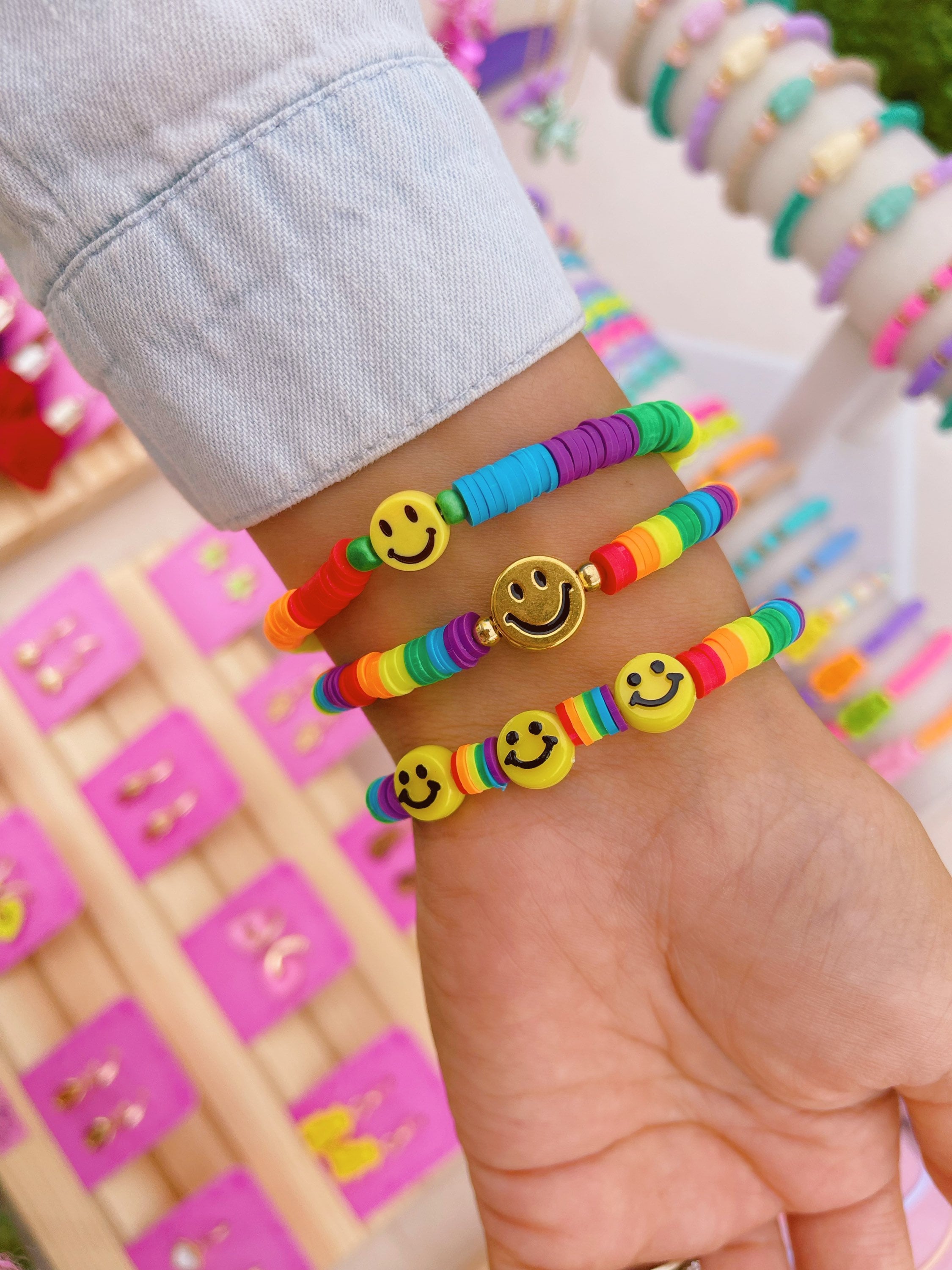 Bracelets Pride / Bracelet Happy Face / Smiles / Beaded Bracelet / 90s ...