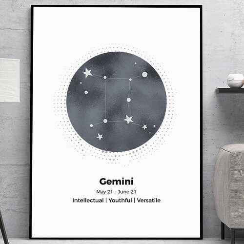 Gemini Wall Art Gemini Zodiac Print Astrology Gifts - Etsy