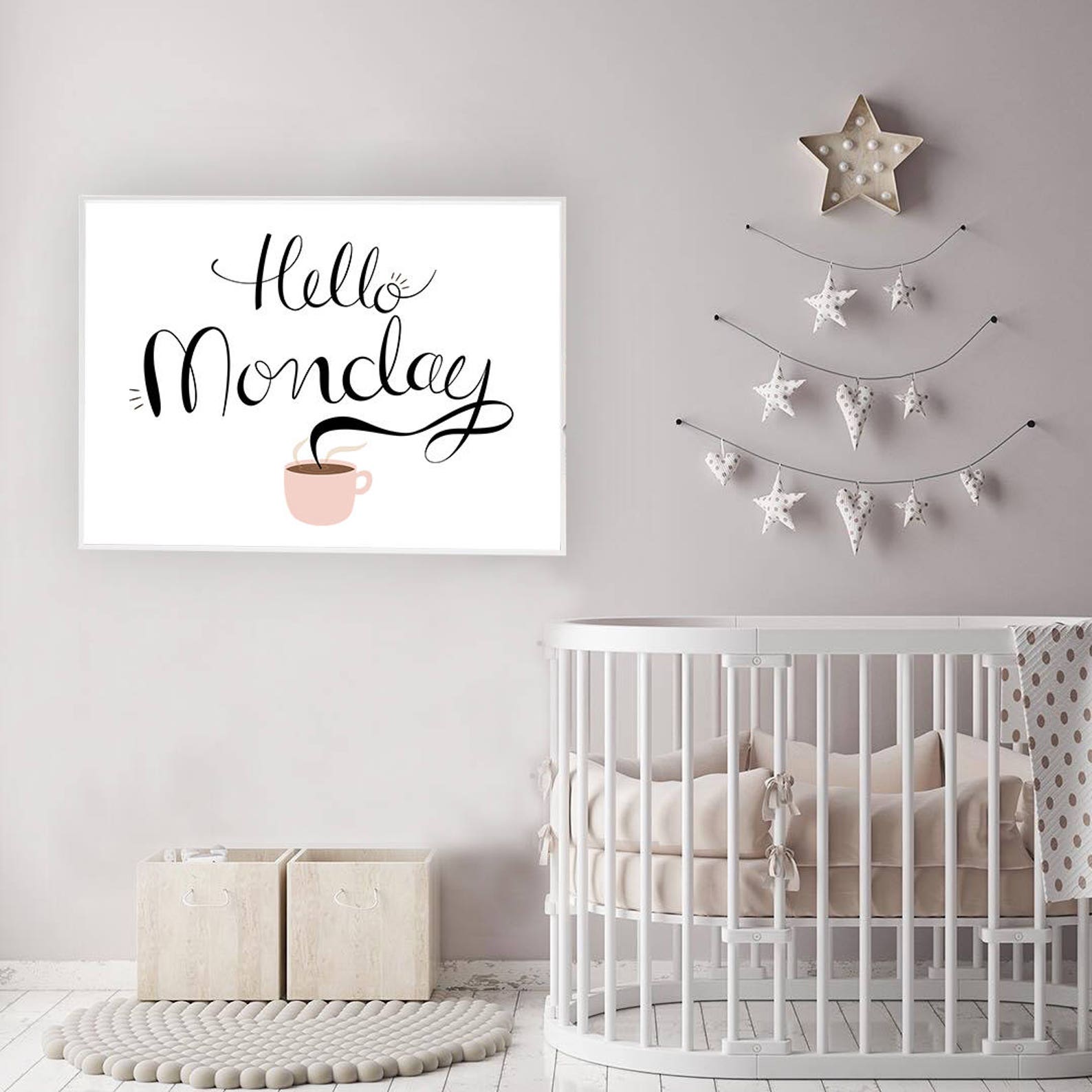 Hello Monday Print Office Printable Wall Art Monday Wall - Etsy
