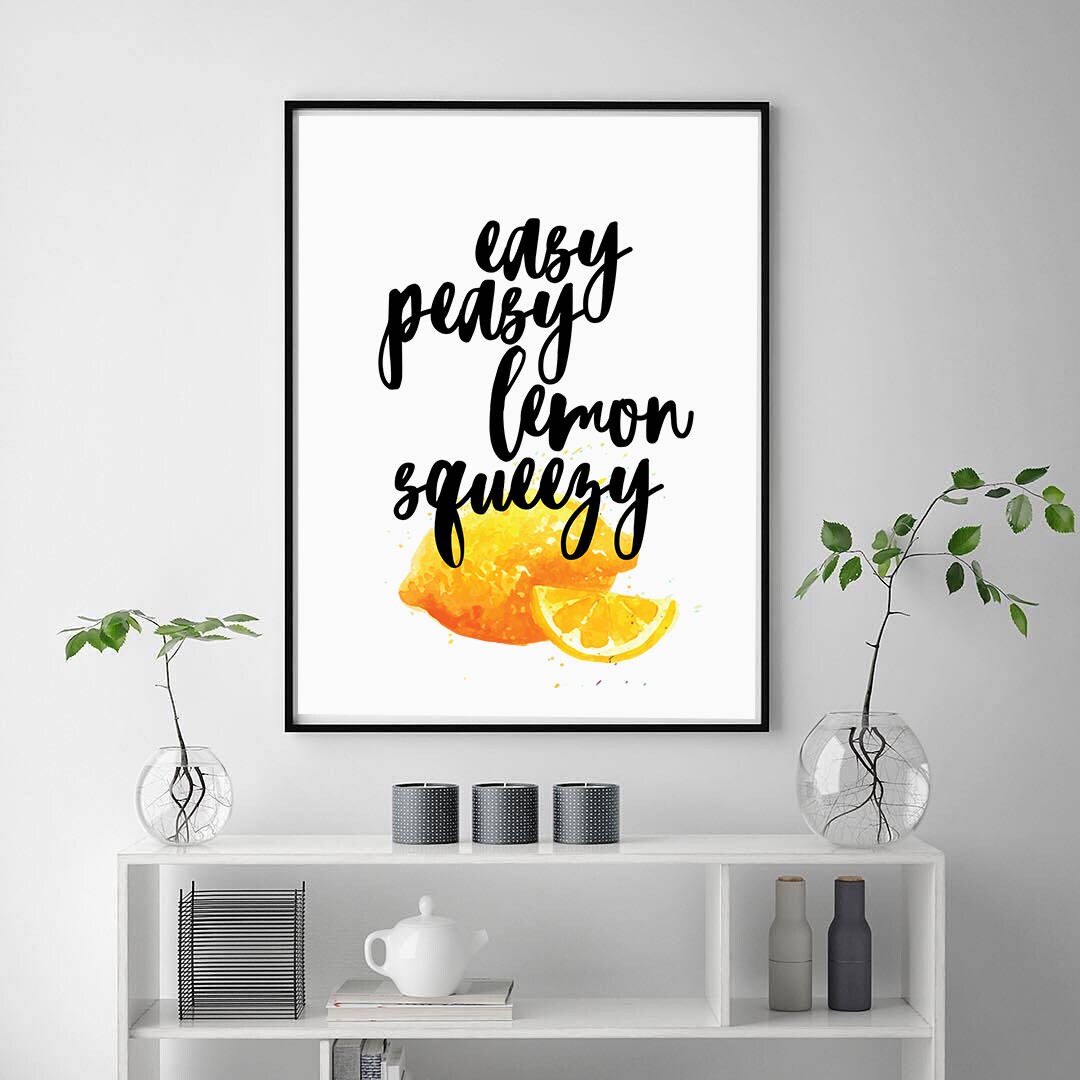 Lemon Print Bright Wall Art Kitchen Print Fruit Decor Citrus Print ...