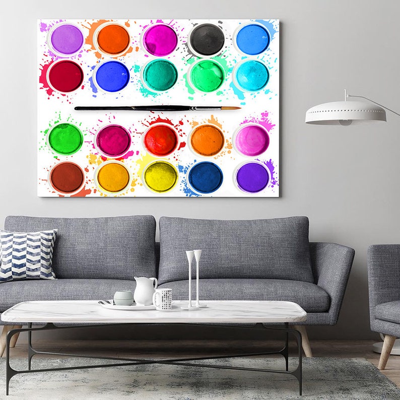 Bright Wall Art Paints Print Painting Wall Decor Messy Paintbox Poster ...