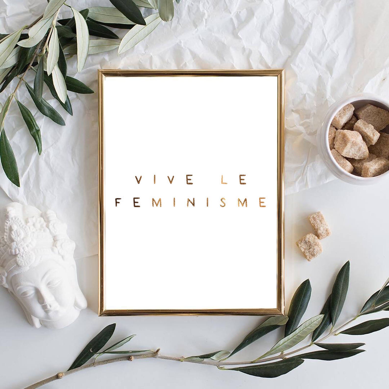 Feminism Poster Vive Le Femenisme Gold Foil Print Etsy