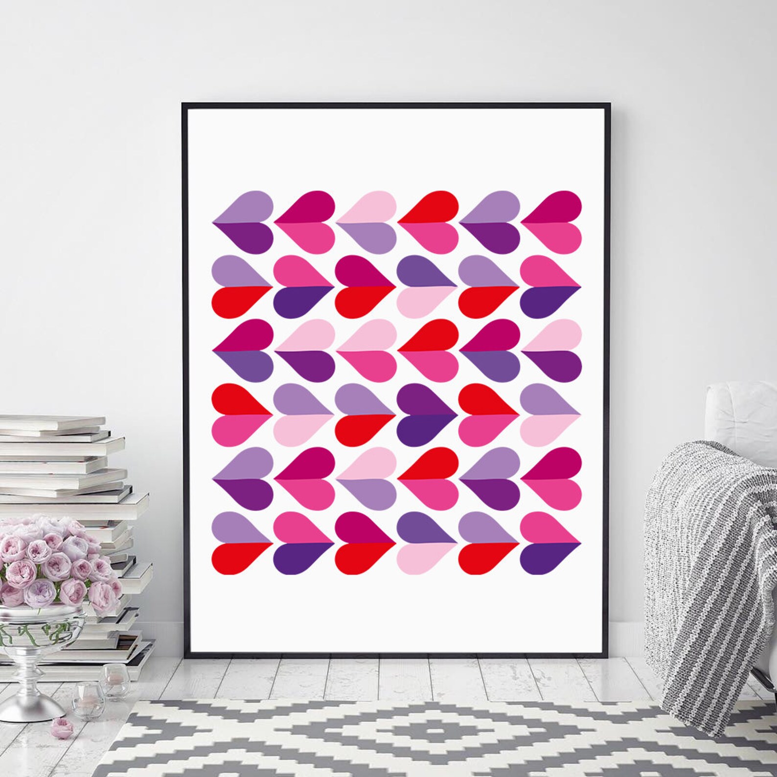 Hearts Print Hearts Poster Printable Wall Art Wall Decor - Etsy