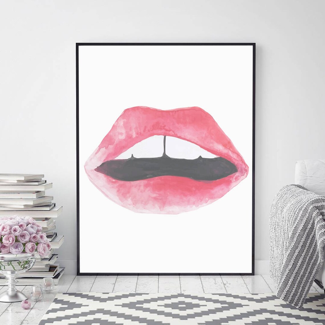 Red Lips Print Modern Art Printable Wall Art Red Lips | Etsy