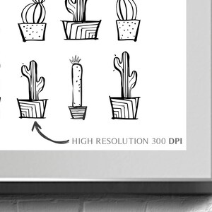 Cactuses Black and White Minimalist Decor Digital Print Modern Wall Art ...