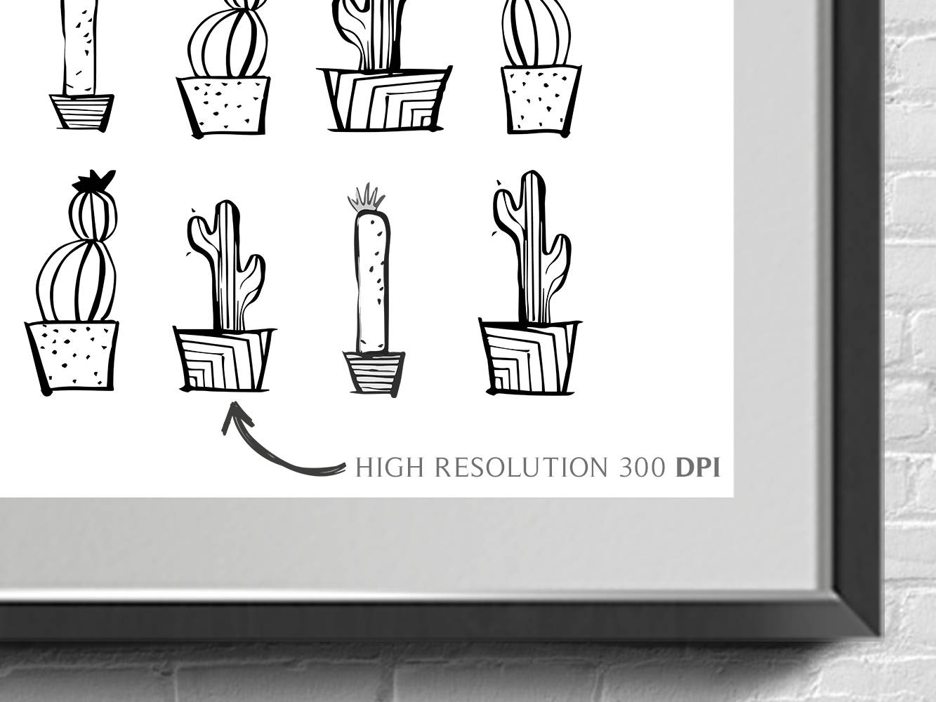 Cactuses Black and White Minimalist Decor Digital Print Modern Wall Art ...