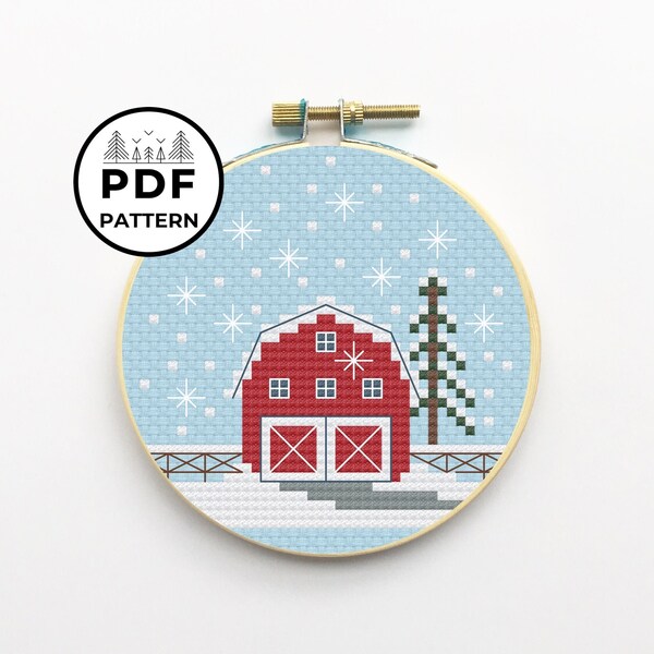 Red Barn Cross Stitch - Etsy