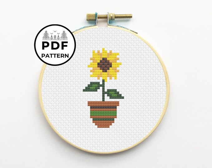 Easy Sunflower Cross Stitch Pattern for Beginners - Etsy