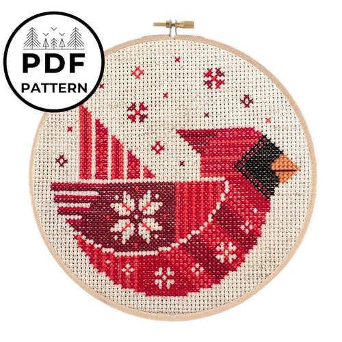 Red Cardinal Bird Cross Stitch Pattern Easy Cross Stitch - Etsy