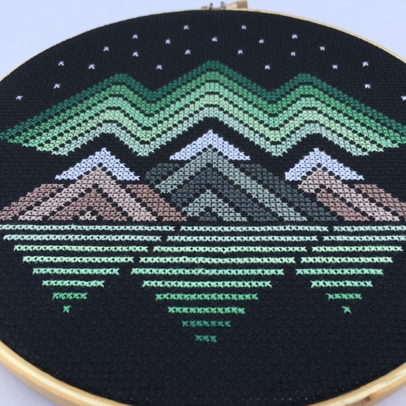Northern Lights Over Mountains Downloadable PDF Pattern for - Etsy Canada