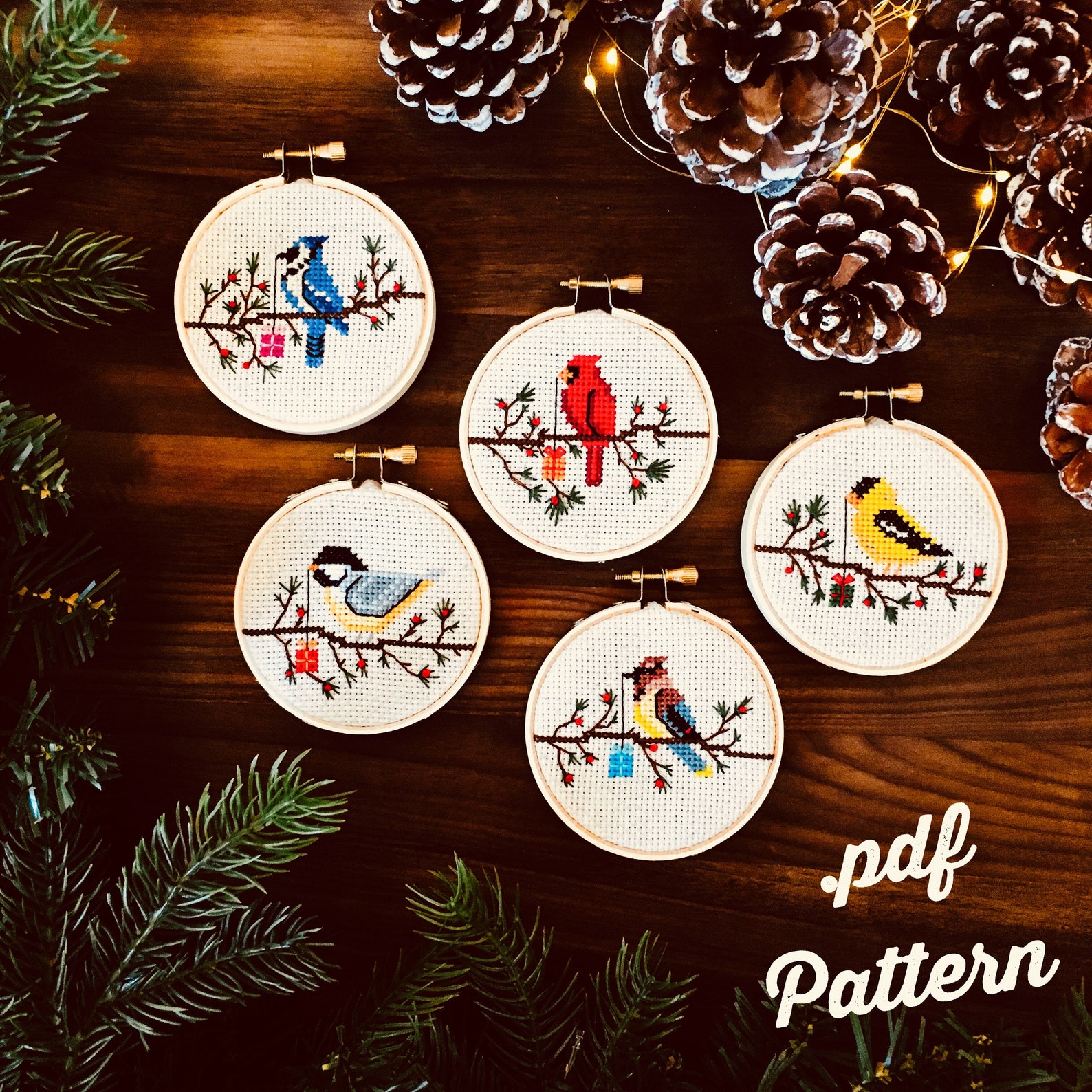 Holiday Birds Cross Stitch Pattern 5 Different Designs - Etsy