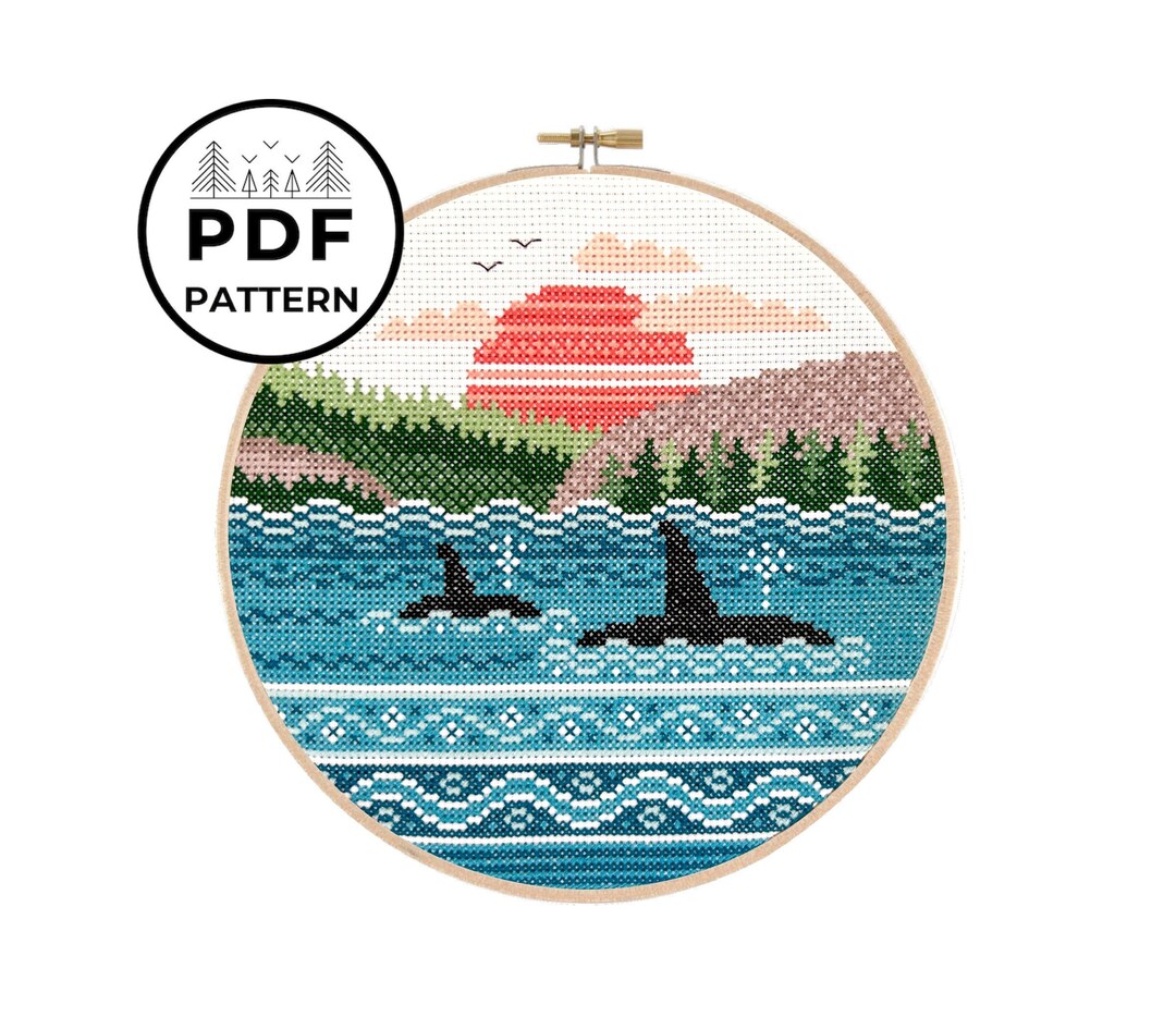 Orca Whales in Ocean PDF Cross Stitch Pattern - Etsy