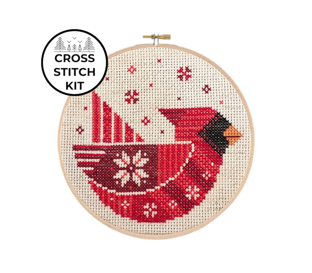 Festive Christmas Cardinal Cross Stitch Kit - Etsy