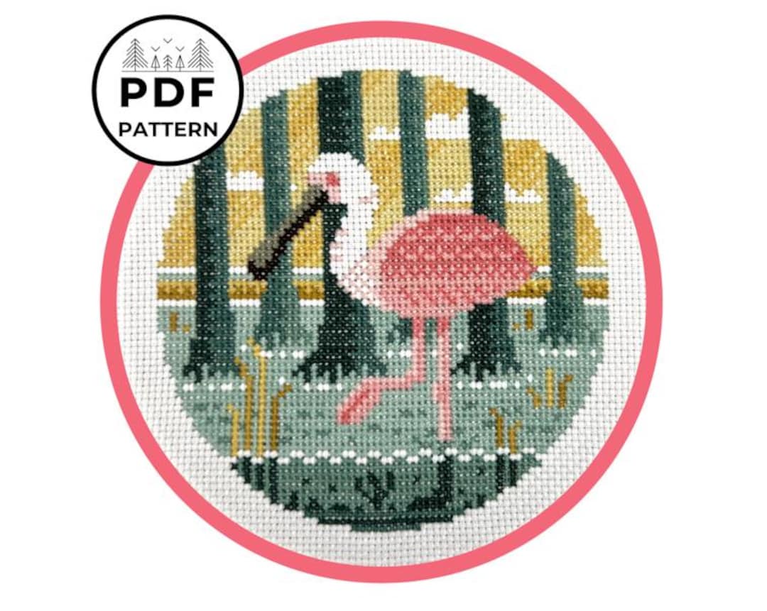 Roseate Spoonbill Cross Stitch Pattern - Etsy