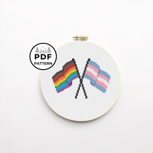 PDF Pattern: Trans Pride Flag Heart Cross Stitch Pattern // - Etsy
