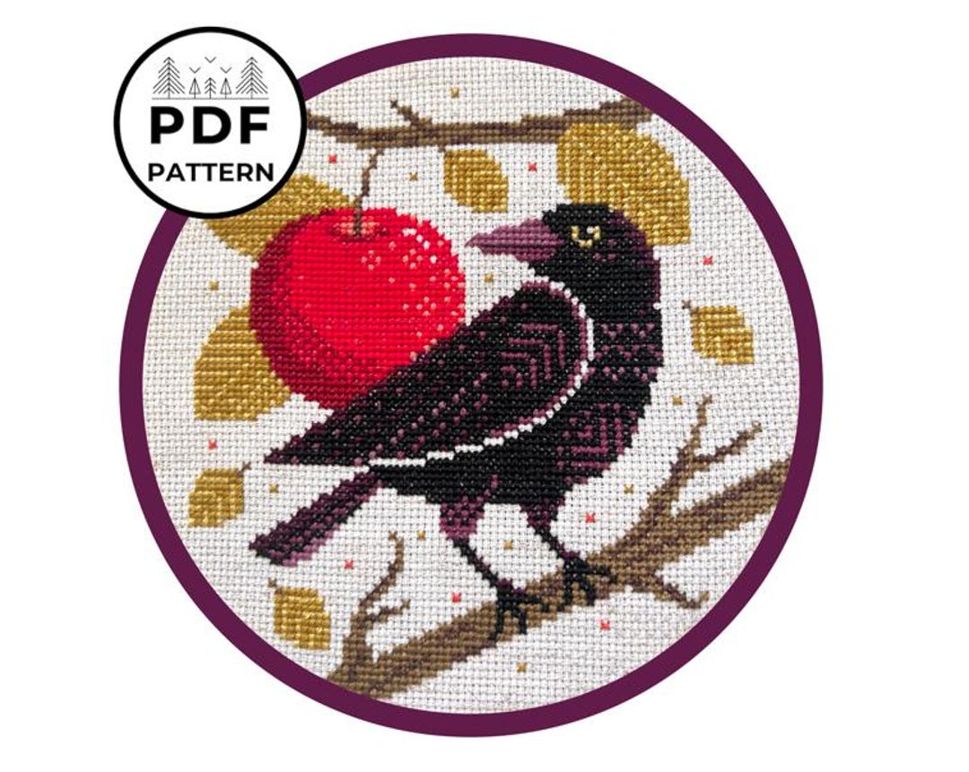 Orchard Raven Cross Stitch Pattern - Etsy