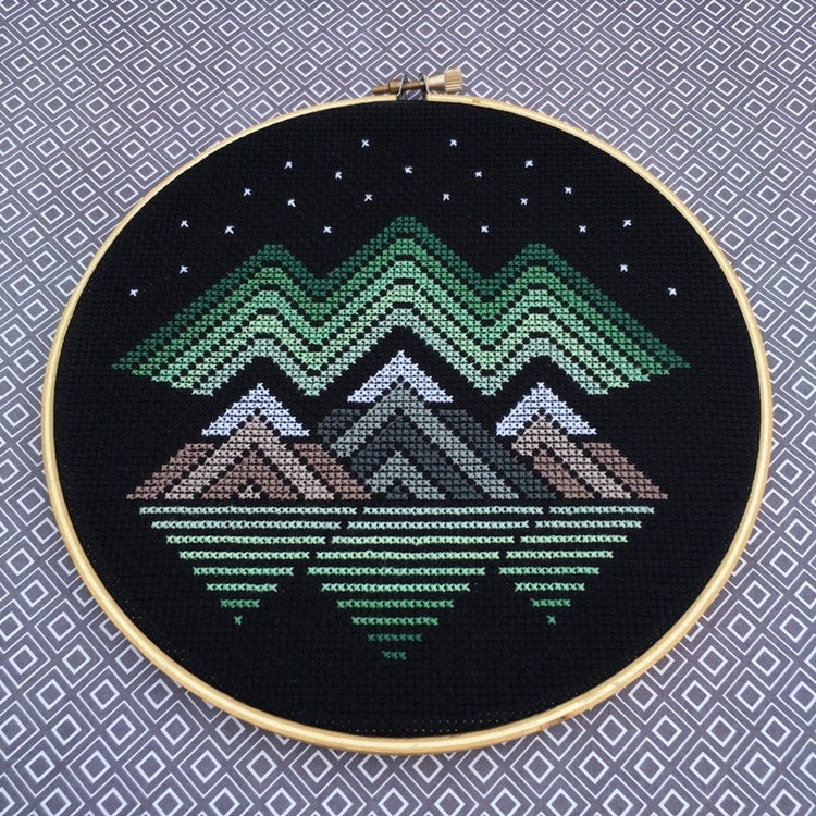 Northern Lights Over Mountains Downloadable PDF Pattern for - Etsy Canada
