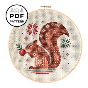 Holiday Squirrel PDF Cross Stitch Pattern - Etsy