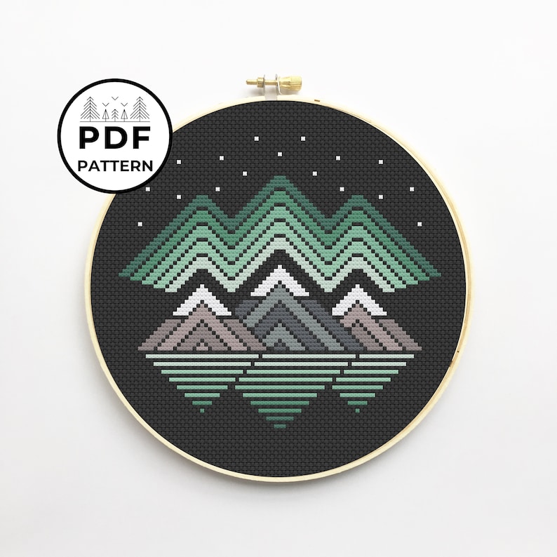 Northern Lights Over Mountains Downloadable PDF Pattern for - Etsy Canada