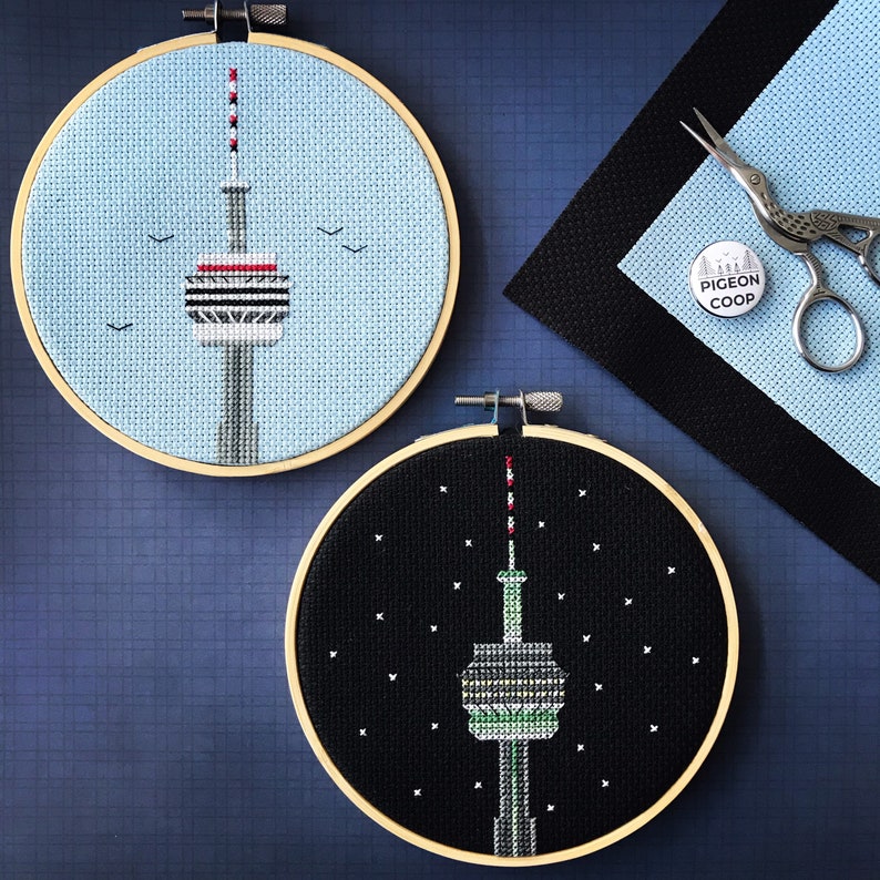 Nighttime CN Tower Cross Stitch Pattern - Etsy Canada