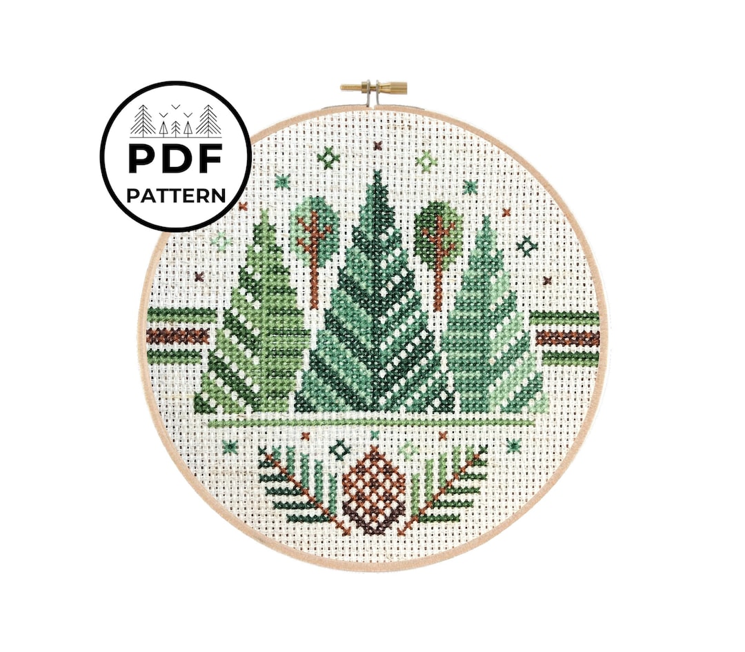 Pine Trees Cross Stitch Pattern (2 Designs) - Etsy
