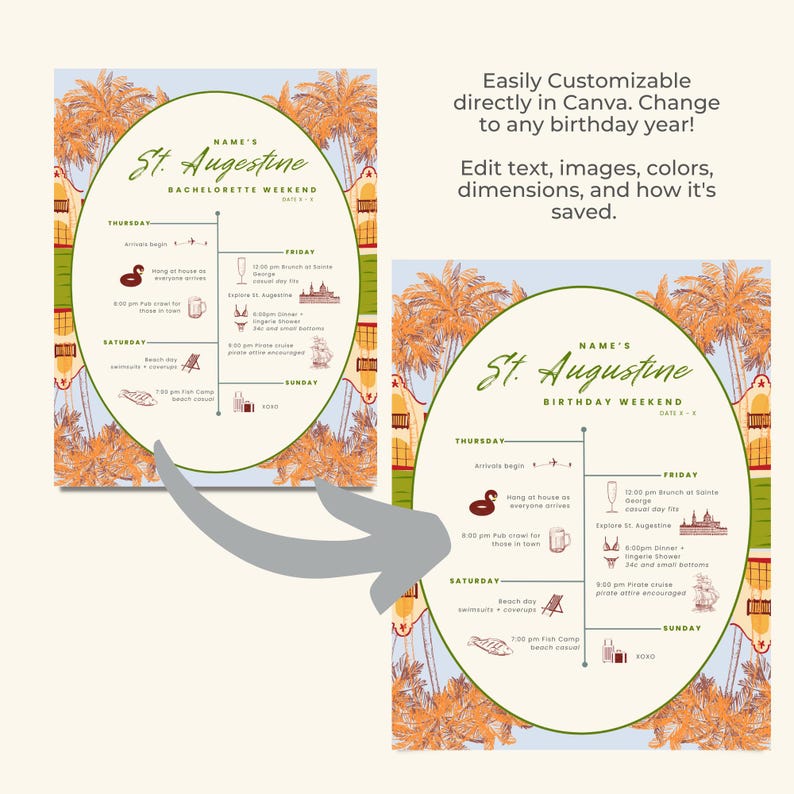 Editable St. Augustine Bachelorette, Bachelor, & Birthday Party ...