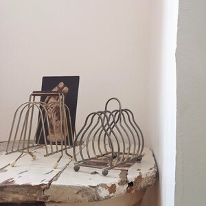 Pair of French Mid Century Teak Handle Metal Toast Rack.mismatched ...