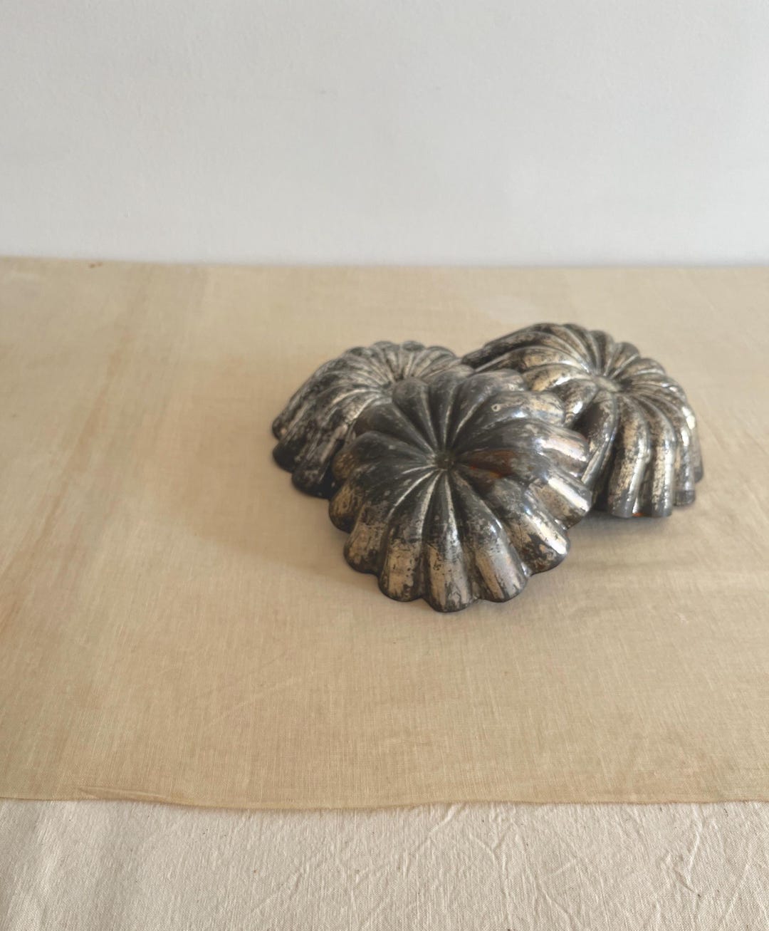 3 Large French Metal Scalloped Cake Pans.rustic French Metal Baking ...