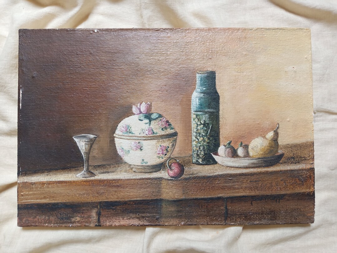 French Vintage Objects Decorations Still Life.signed.vintage Painted on ...