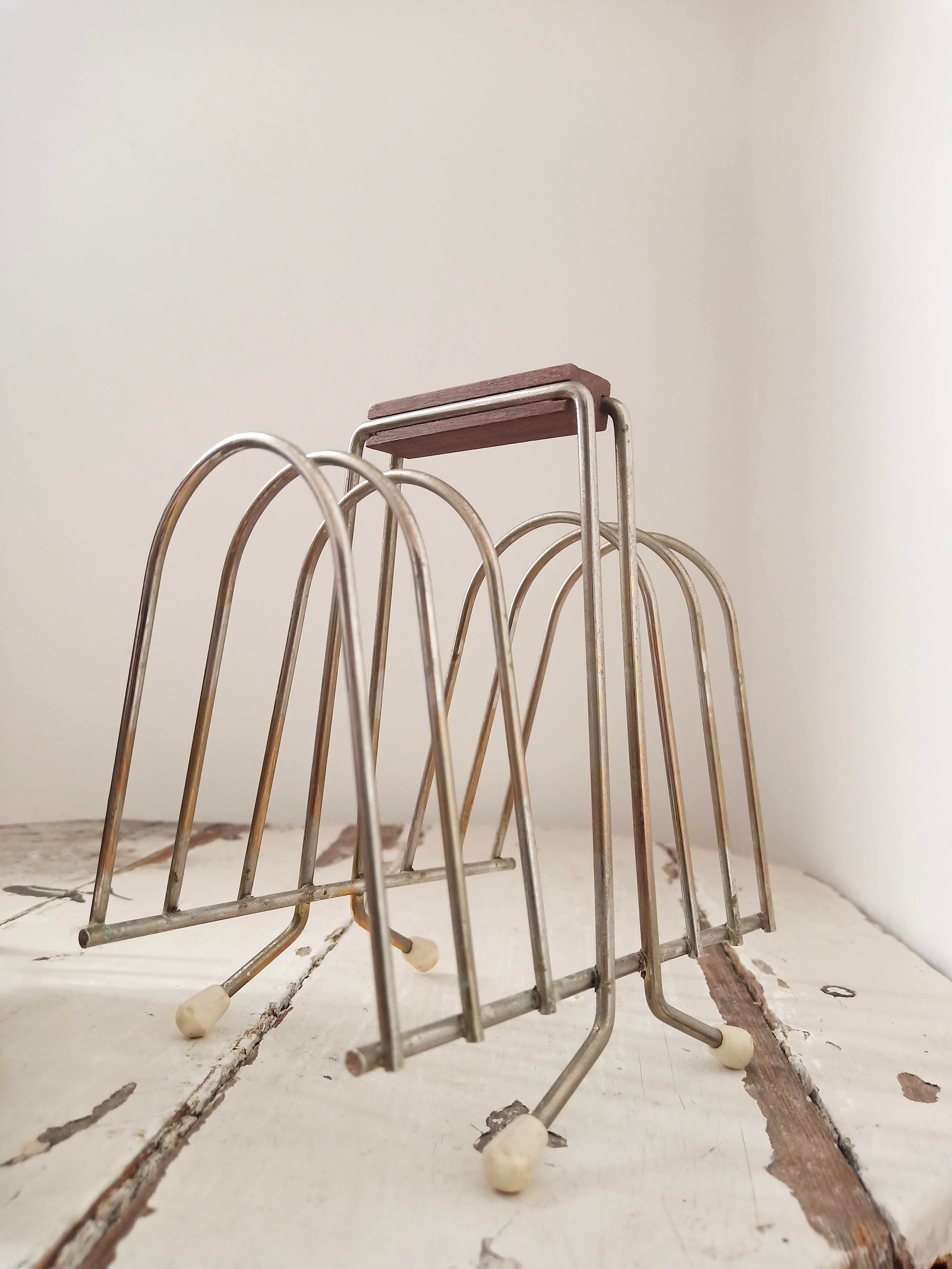 Pair of French Mid Century Teak Handle Metal Toast - Etsy