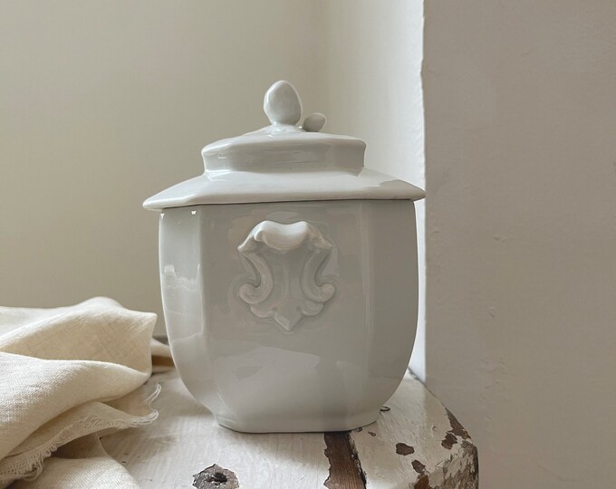 Antique French White Rectangular Sugar Bowl With Lid.antique French ...