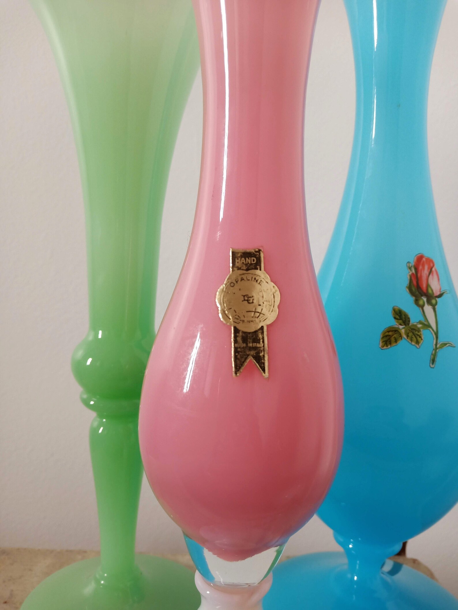 3 Vintage Italian Opaline Glass Vases.mid Century Hand Blown - Etsy