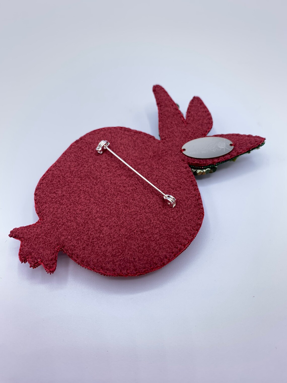 Embroidered Pomegranate Brooch: Beaded Crystal Fruit Pin - Etsy