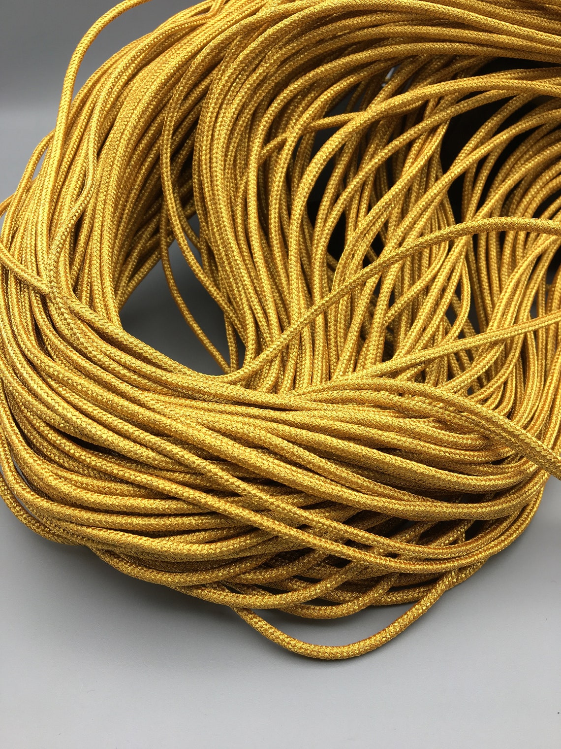 Lurex cord metalized 3mm Gold metallic rope Glitter chunky | Etsy