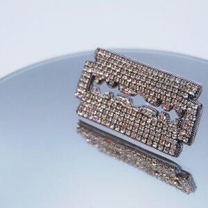 Crystal Razor Blade Brooch: Gothic Lapel Pin, Rocker Jewelry - Etsy