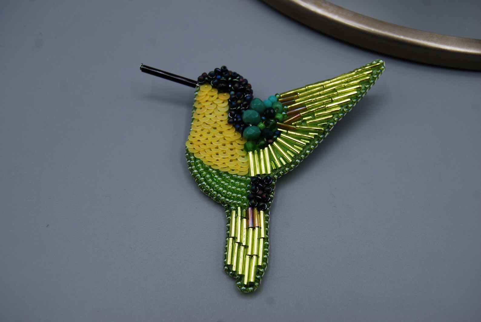Kolibri Grün Gelb Perlen Stickerei Schmuck Brosche Colibri - Etsy.de