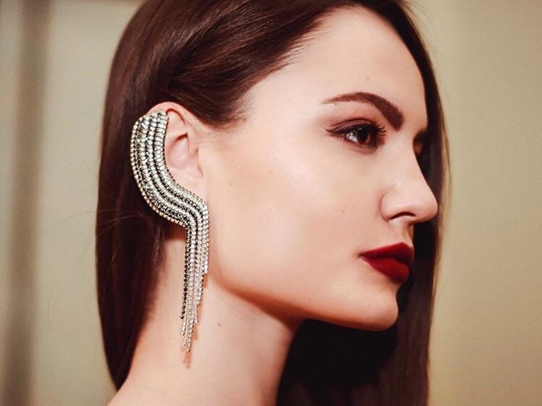 One Ear Earring Crystals Ear Climber Statement Modern - Etsy