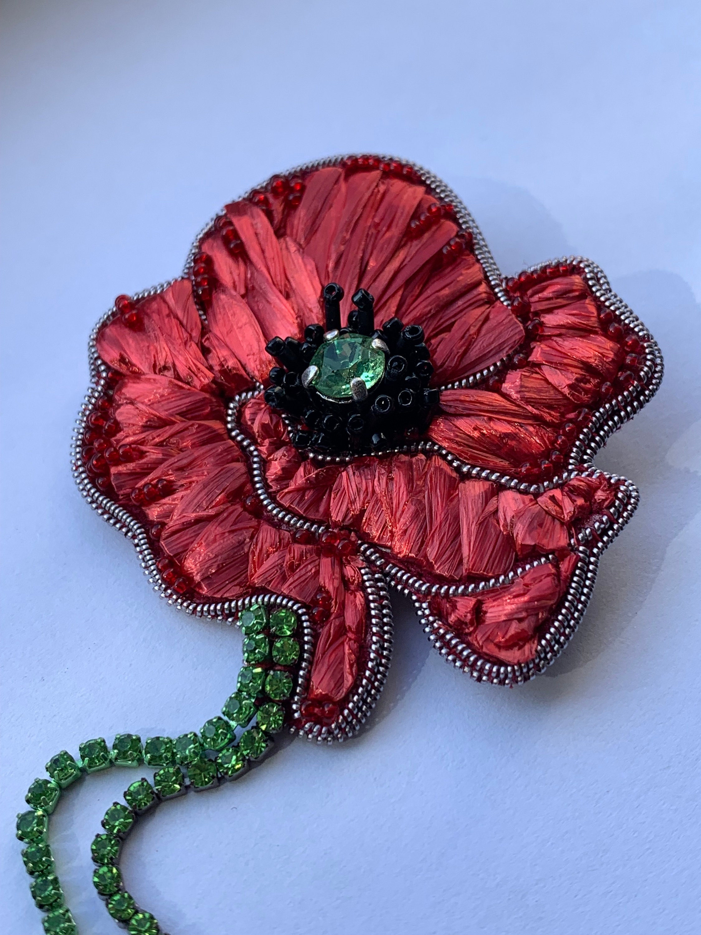Red Poppy Flower Pin, Poppy Brooch for Remembrance Day - Etsy