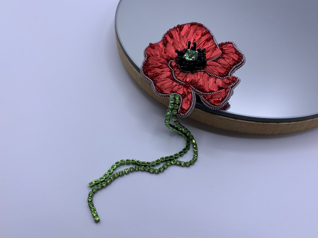 Red Poppy Flower Pin, Poppy Brooch for Remembrance Day - Etsy