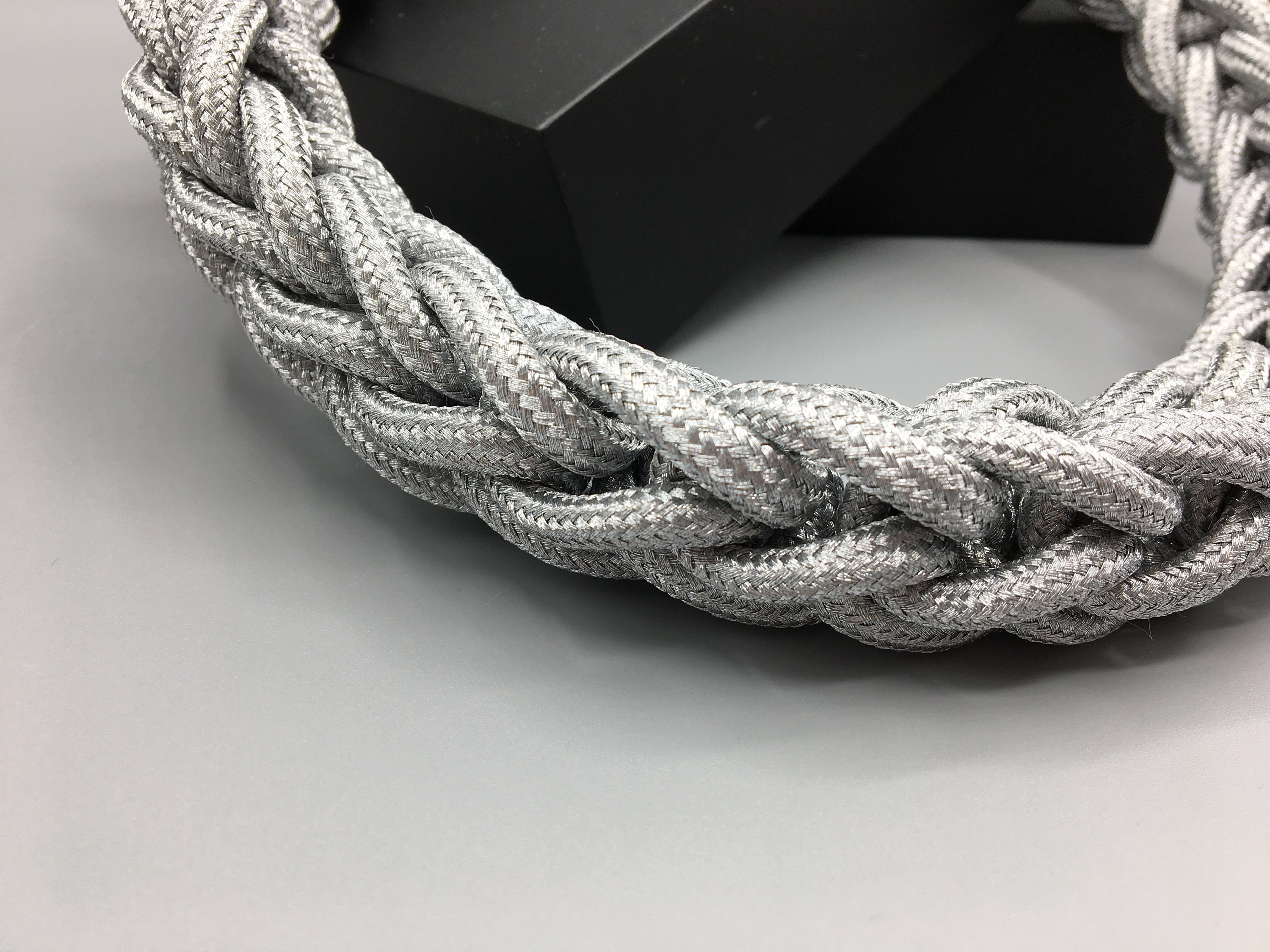 Silver rope boho braided necklace African statement knotted | Etsy