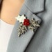 Christmas Holly Berries Brooch Silver Beaded Xmas Leaves Pin - Etsy