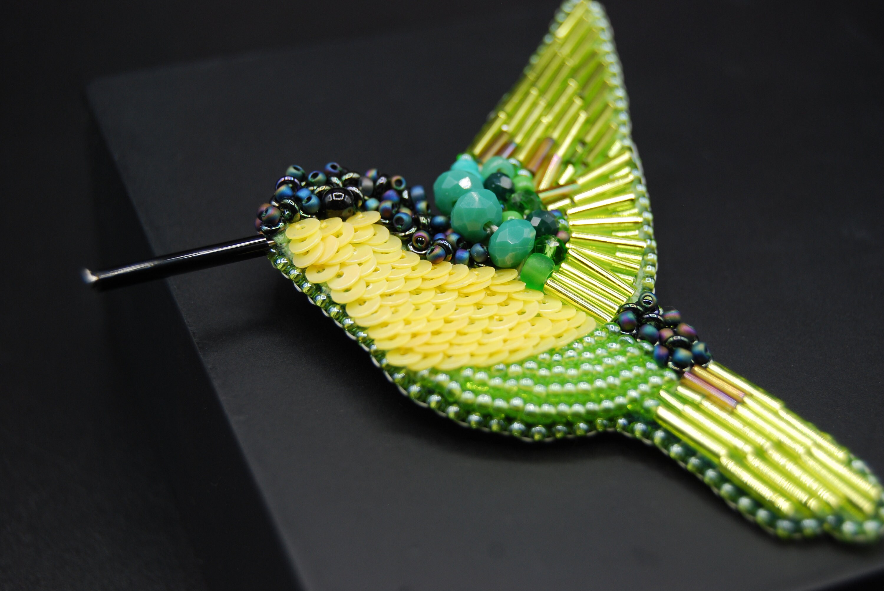 Kolibri Grün Gelb Perlen Stickerei Schmuck Brosche Colibri - Etsy.de