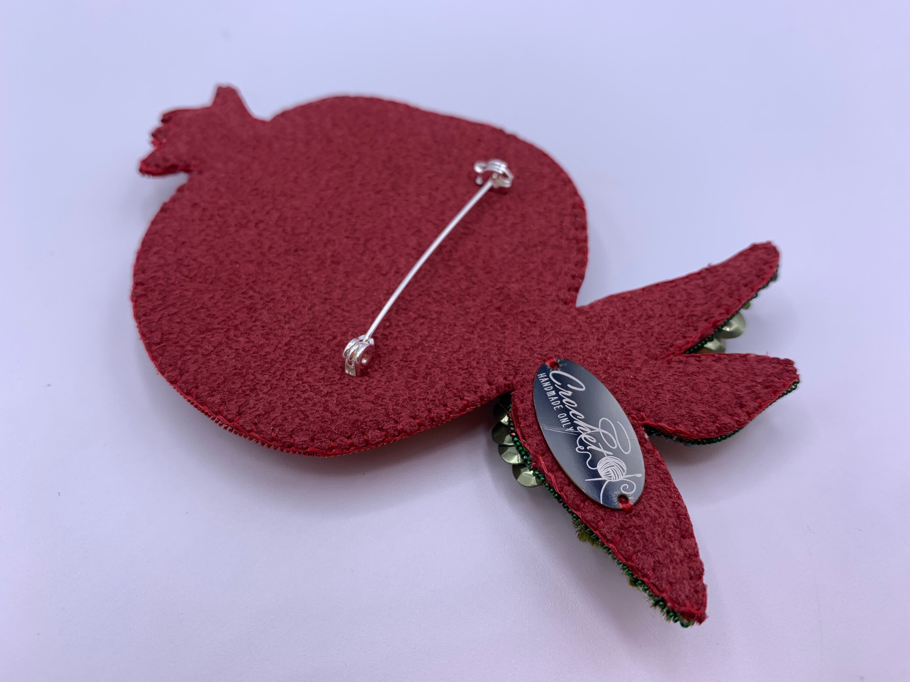 Embroidered Pomegranate Brooch: Beaded Crystal Fruit Pin - Etsy