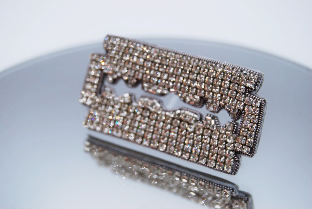 Crystal Razor Blade Brooch: Gothic Lapel Pin, Rocker Jewelry - Etsy