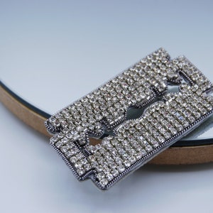 Crystal Razor Blade Brooch: Gothic Lapel Pin, Rocker Jewelry - Etsy