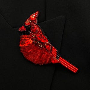 Red Cardinal Beaded Brooch, Christmas Red Bird Pin, Bird Lover Gift - Etsy