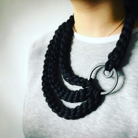 Boho Rope Braided Necklace African Knotted Collar Black Rope | Etsy
