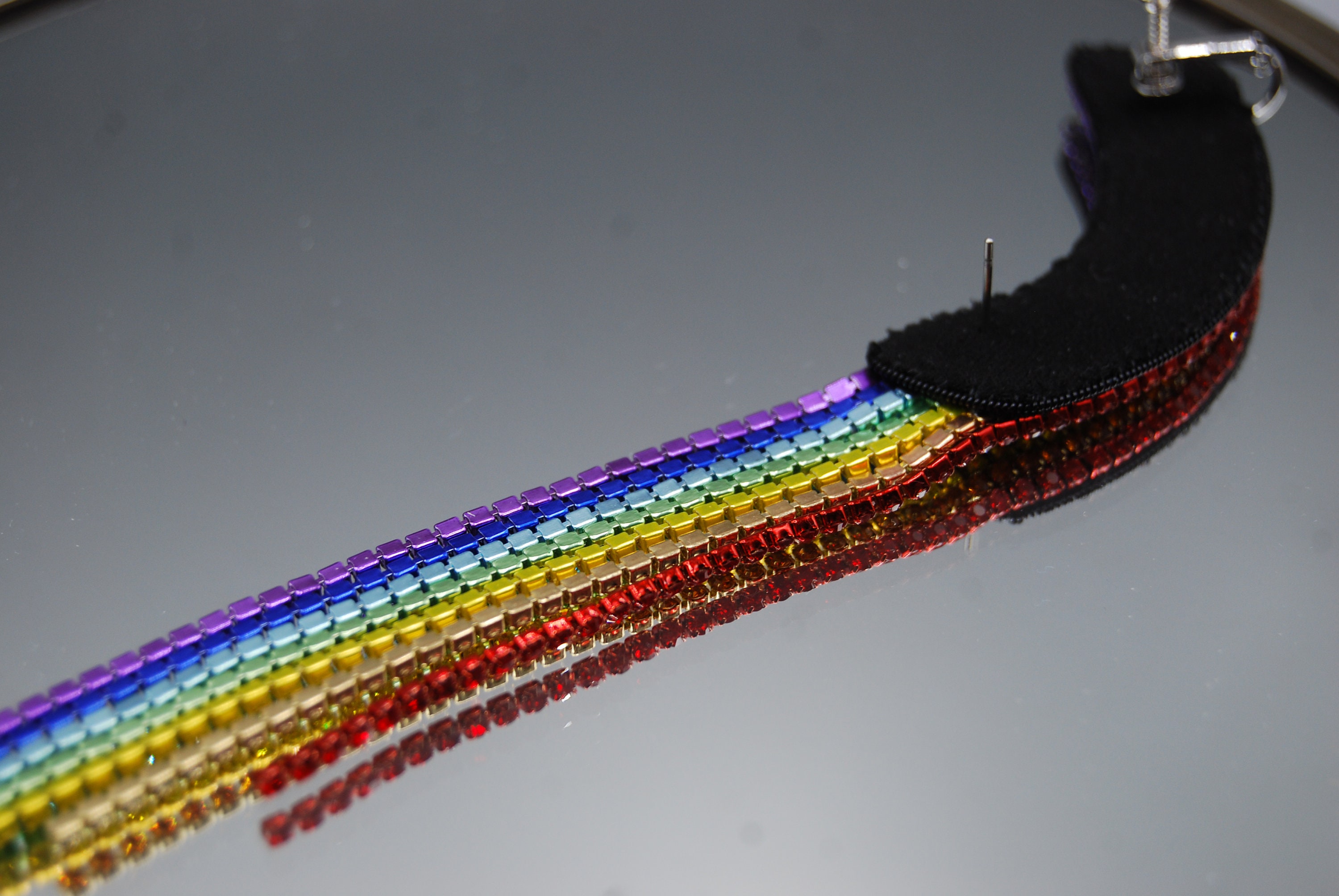 Long Dangle Crystal One Ear Earring Unicorn Rainbow Mane - Etsy