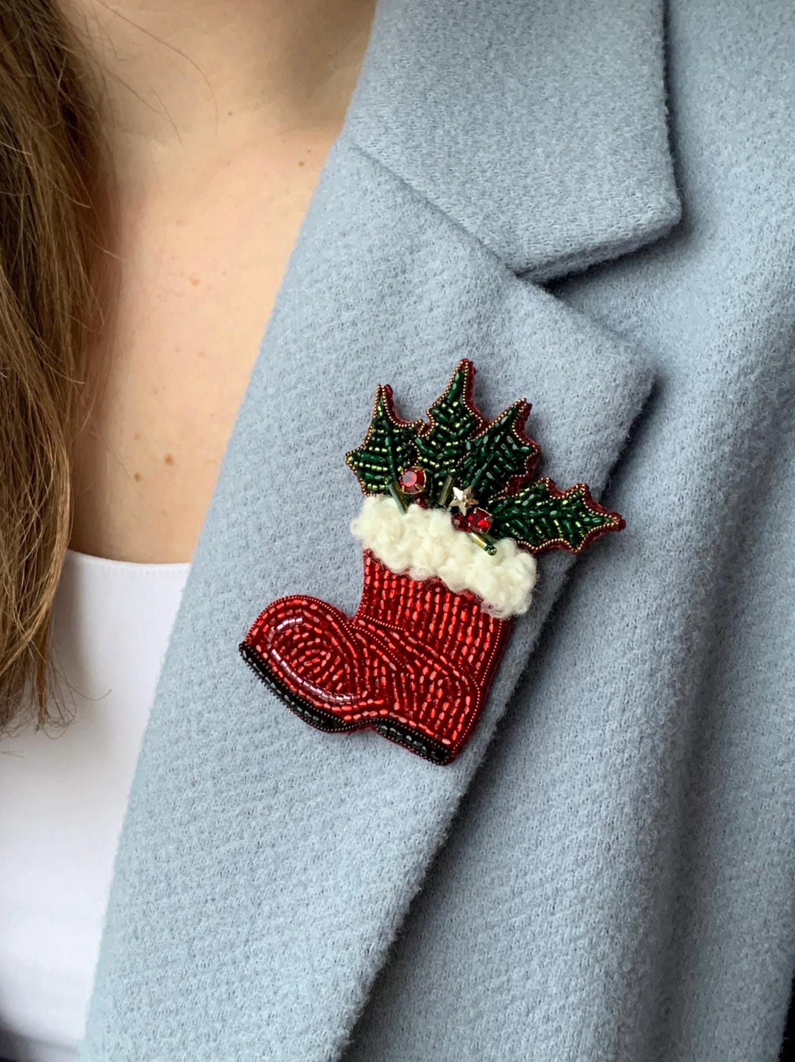 Santa Red Boot Brooch, Christmas Pin, Shawl Costume Lapel Pin - Etsy