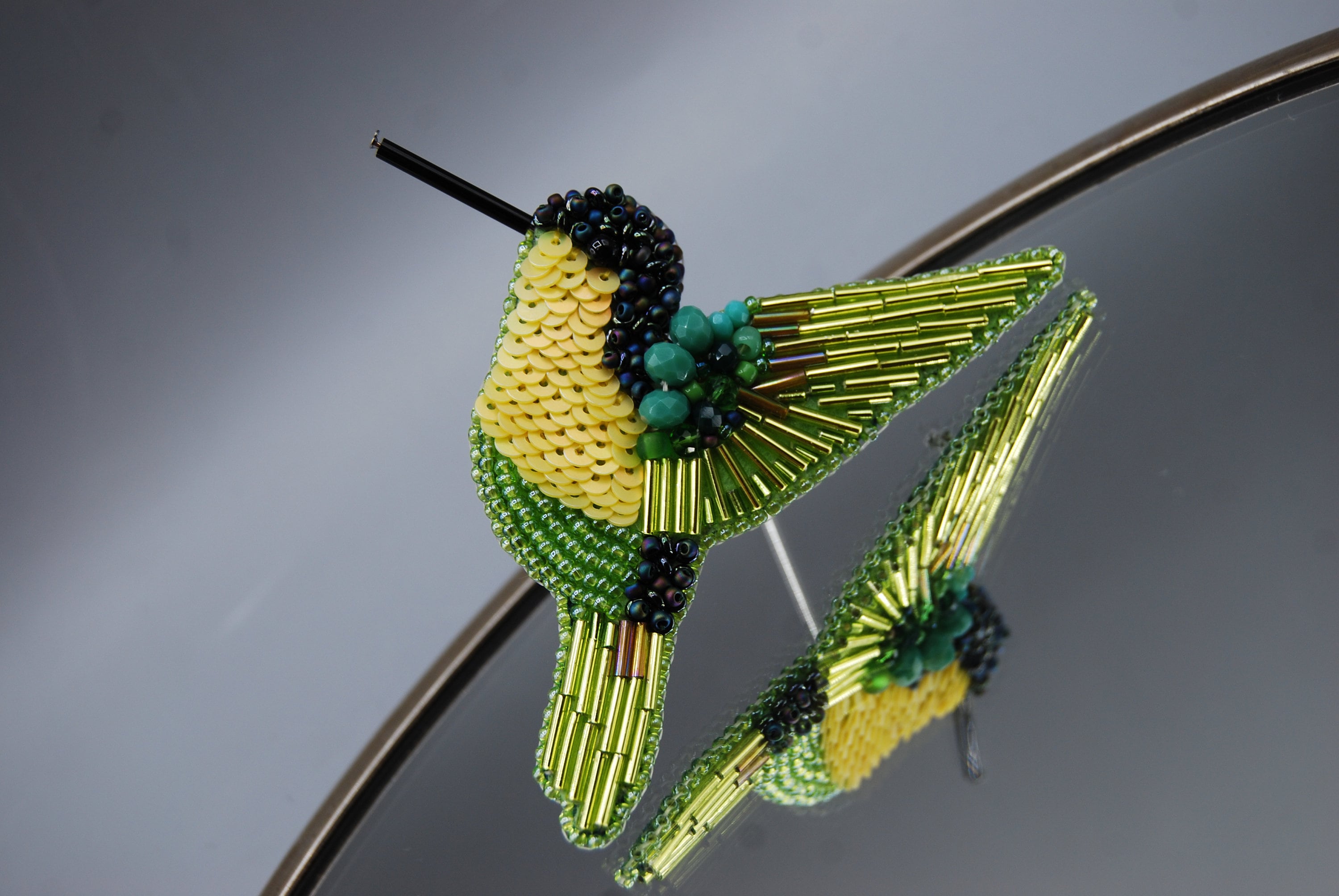 Kolibri Grün Gelb Perlen Stickerei Schmuck Brosche Colibri - Etsy.de